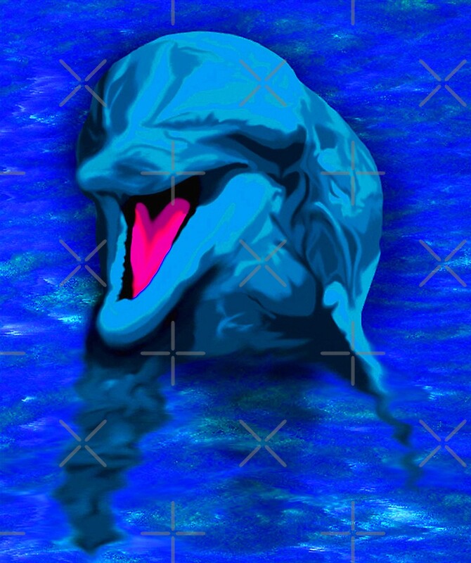 "Bright Blue Dolphin artwork" by Jennifer Stedman | Redbubble
