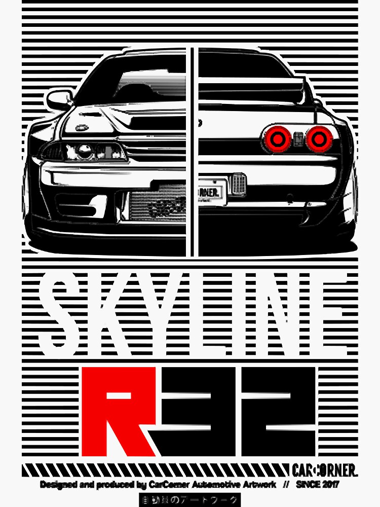 "Nissan Skyline GTR R32 - CarCorner " Sticker for Sale by ...