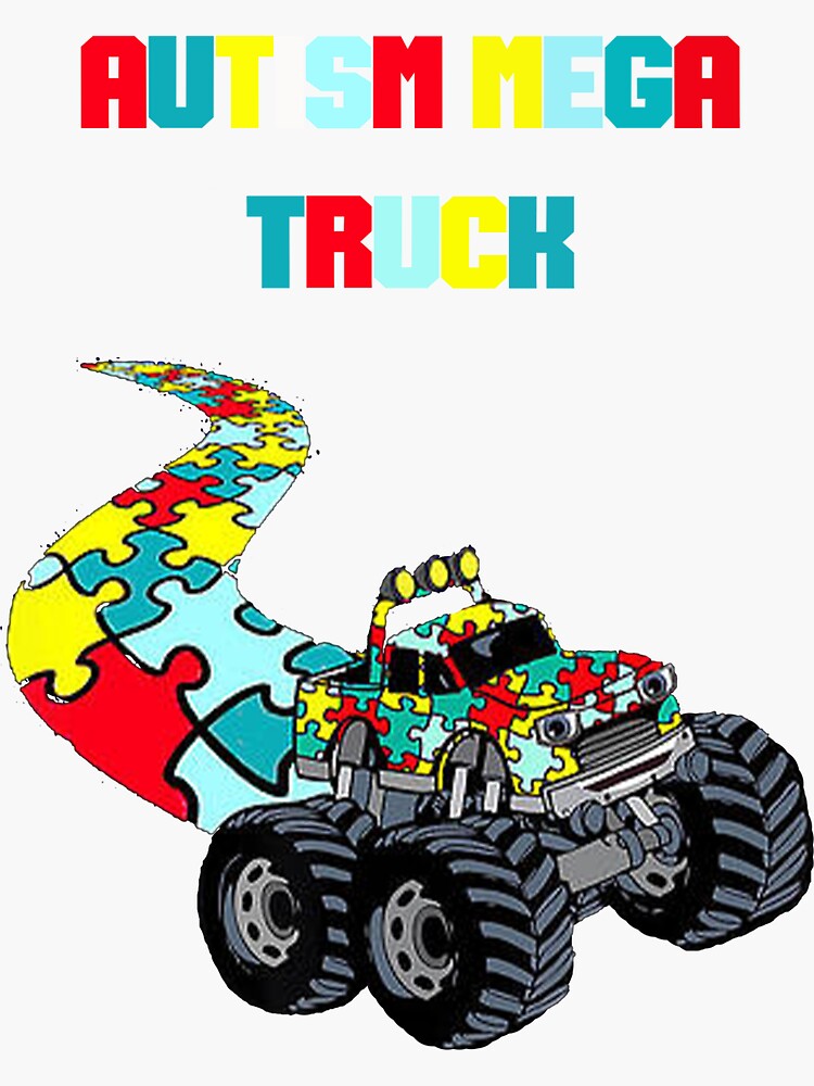 "autism mega truck" Sticker for Sale by mai-store | Redbubble