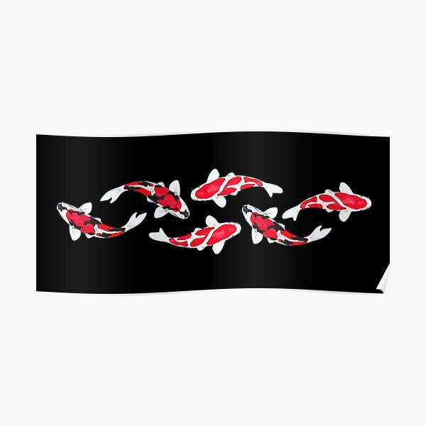 "Koi Fish Design | Blimp Shape Black Background" Poster for Sale by ...