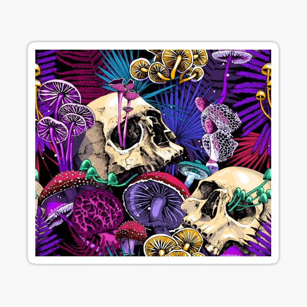 "shrooms and Skulls" Sticker for Sale by ItsMeRuva | Redbubble
