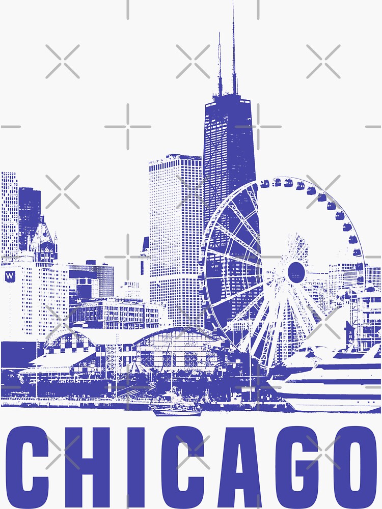 "Chicago Skyline" Sticker for Sale by denvector | Redbubble