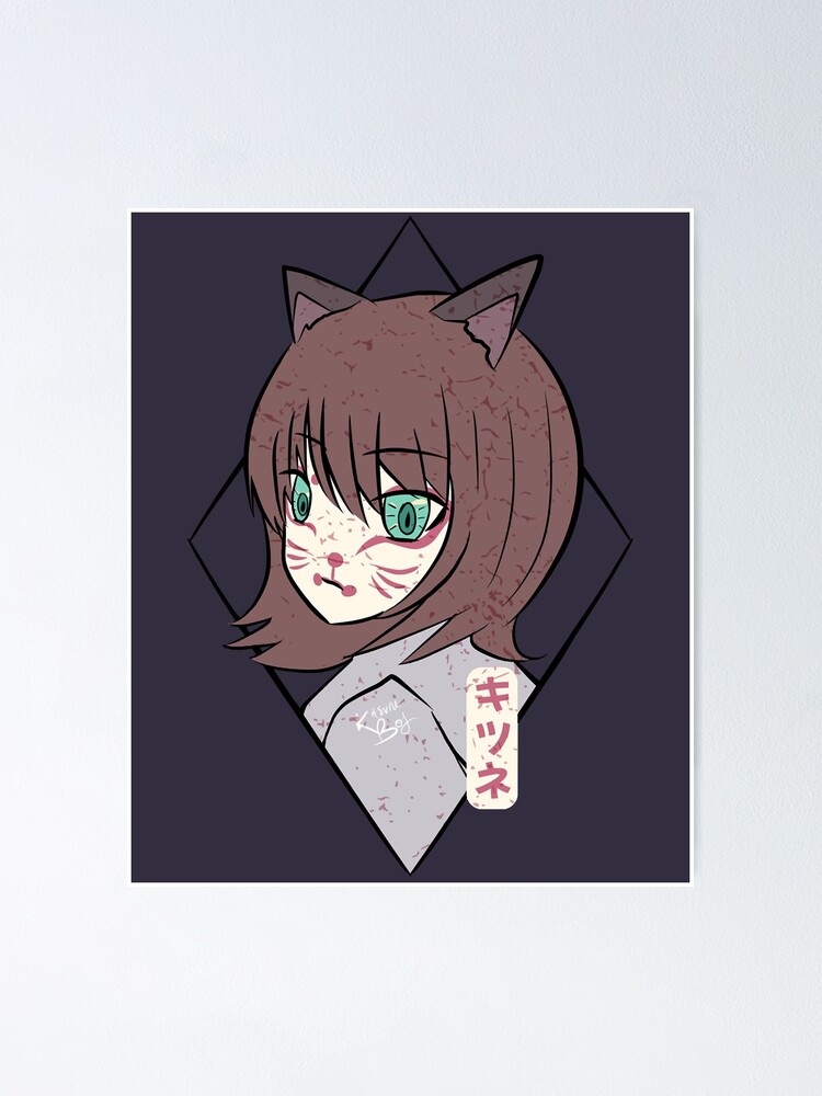 "Friendly Bodyguards Loyal Each Other Kitsune Anime Girl Distressed Art ...