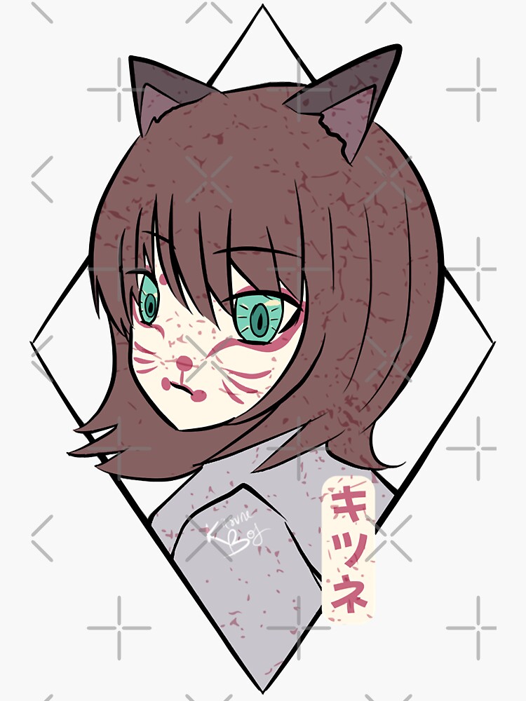 "Friendly Bodyguards Loyal Each Other Kitsune Anime Girl Distressed Art ...