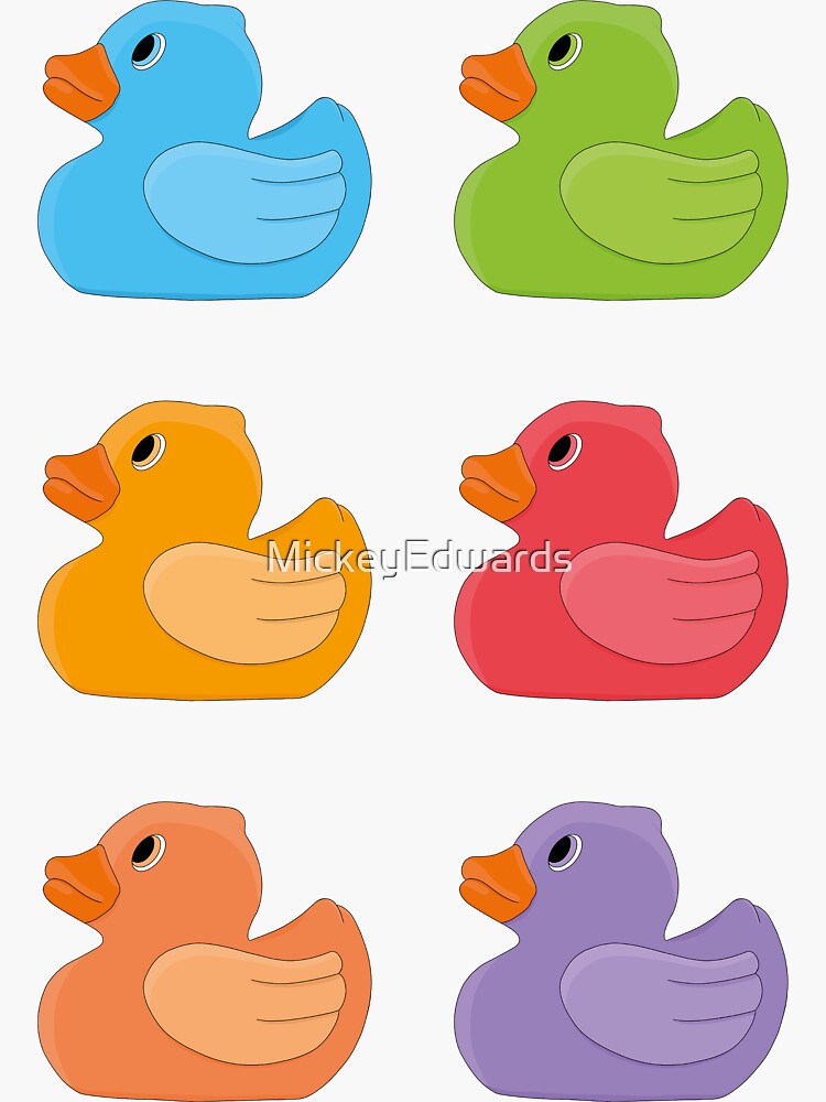 "Set of Bright Rubber Ducks" Sticker for Sale by MickeyEdwards | Redbubble