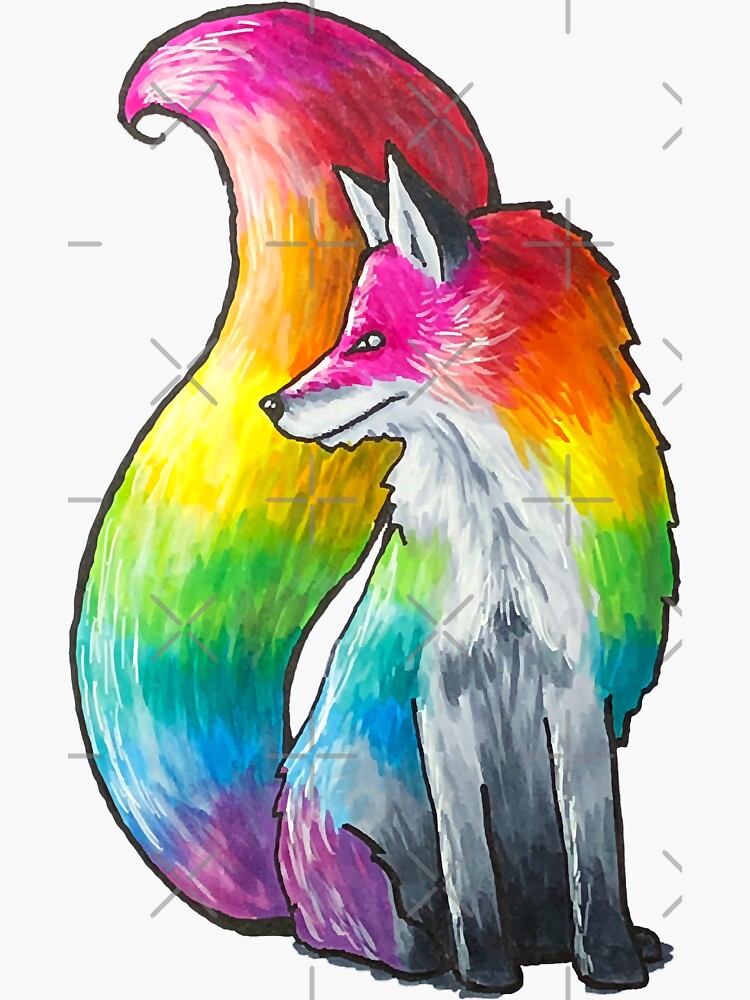 "Friendly Bodyguards Loyal Each Other Rainbow Fox Cute Fans" Sticker ...