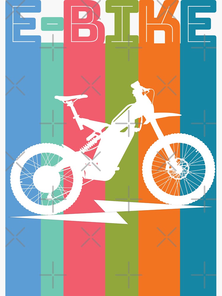 "Funny Mountain E-Bike Rider Electric Power Bikes" Sticker for Sale by ...