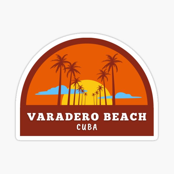 "Retro Varadero Beach Cuba Sunset Souvenir" Sticker for Sale by dk82 ...