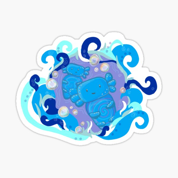 "blue axolotls " Sticker for Sale by bloomingstars | Redbubble
