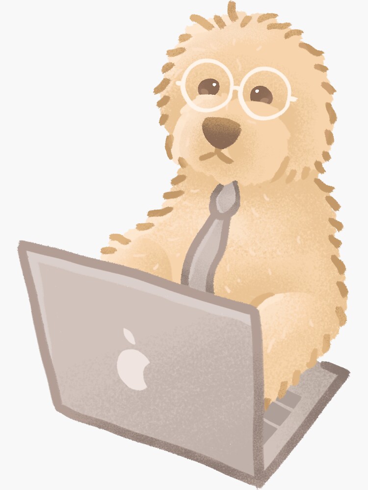 "Cockapoo Working with laptop at office" Sticker for Sale by ...