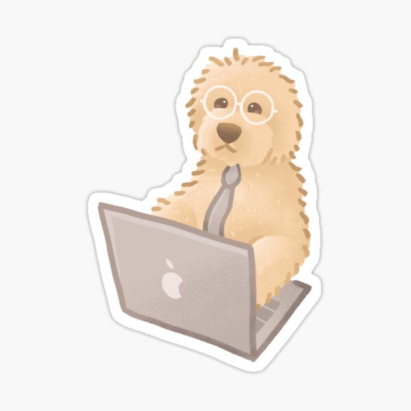 "Cockapoo Working with laptop at office" Sticker for Sale by ...