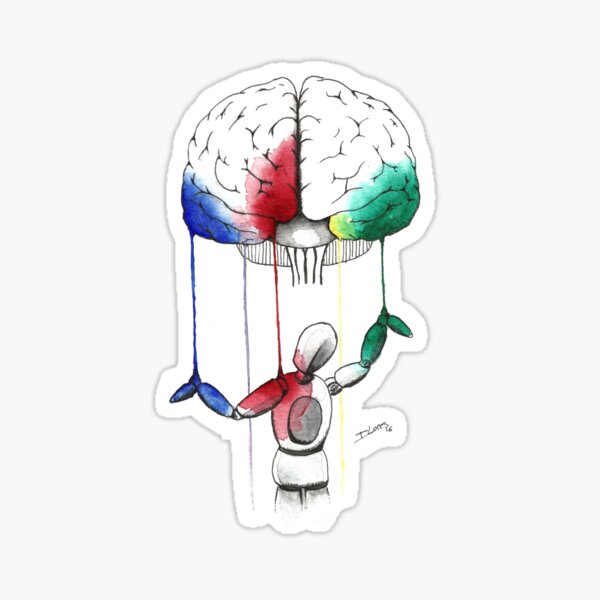 "Brain puppet watercolor" Sticker by ILoresart | Redbubble