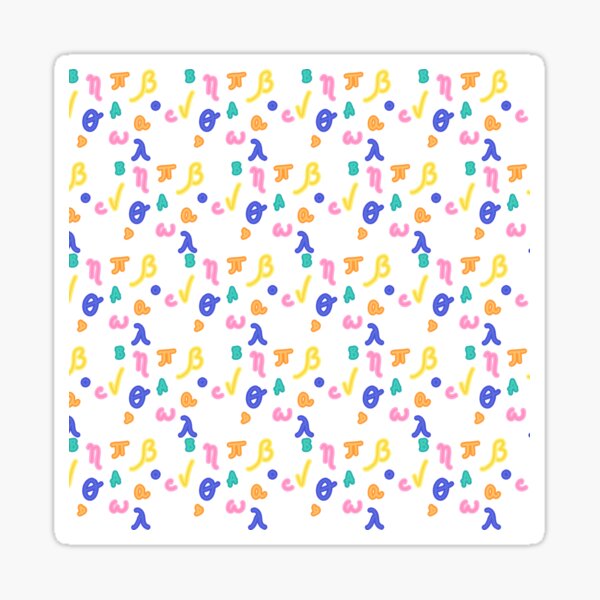 "Colorful Math Symbols with White Background" Sticker for Sale by ...