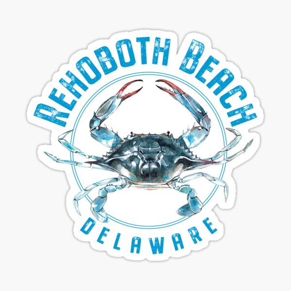 "Rehoboth Beach Delaware Blue Crab Design" Sticker for Sale by ...