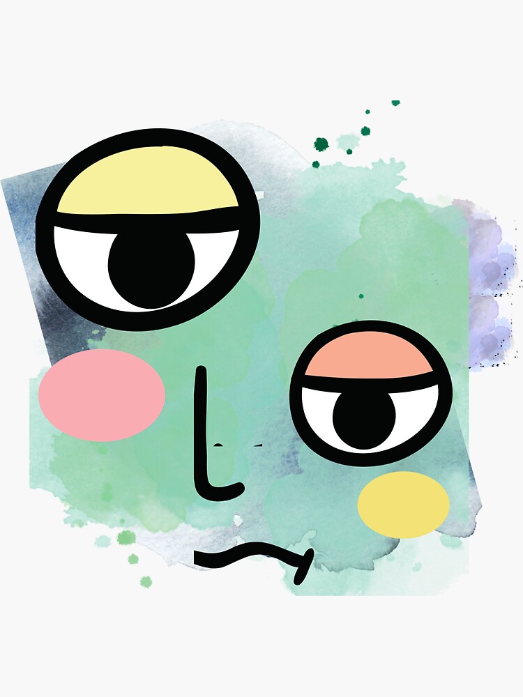 "Arte Abstracto Funny Colorful Face, Framed Graphic Psychedelic Face ...