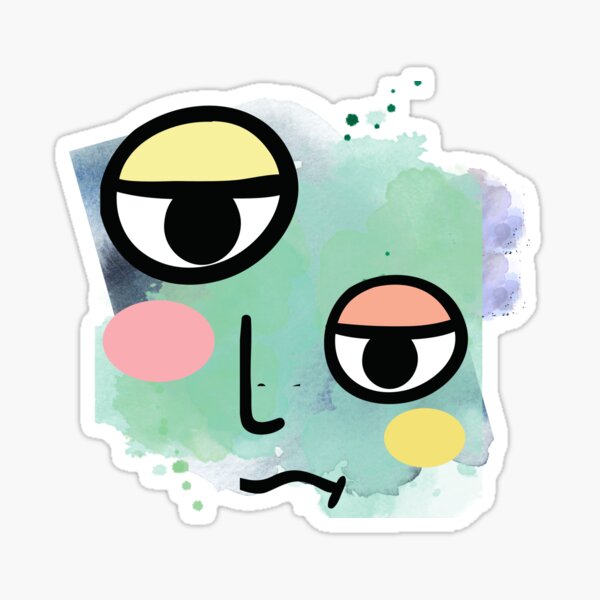 "Arte Abstracto Funny Colorful Face, Framed Graphic Psychedelic Face ...