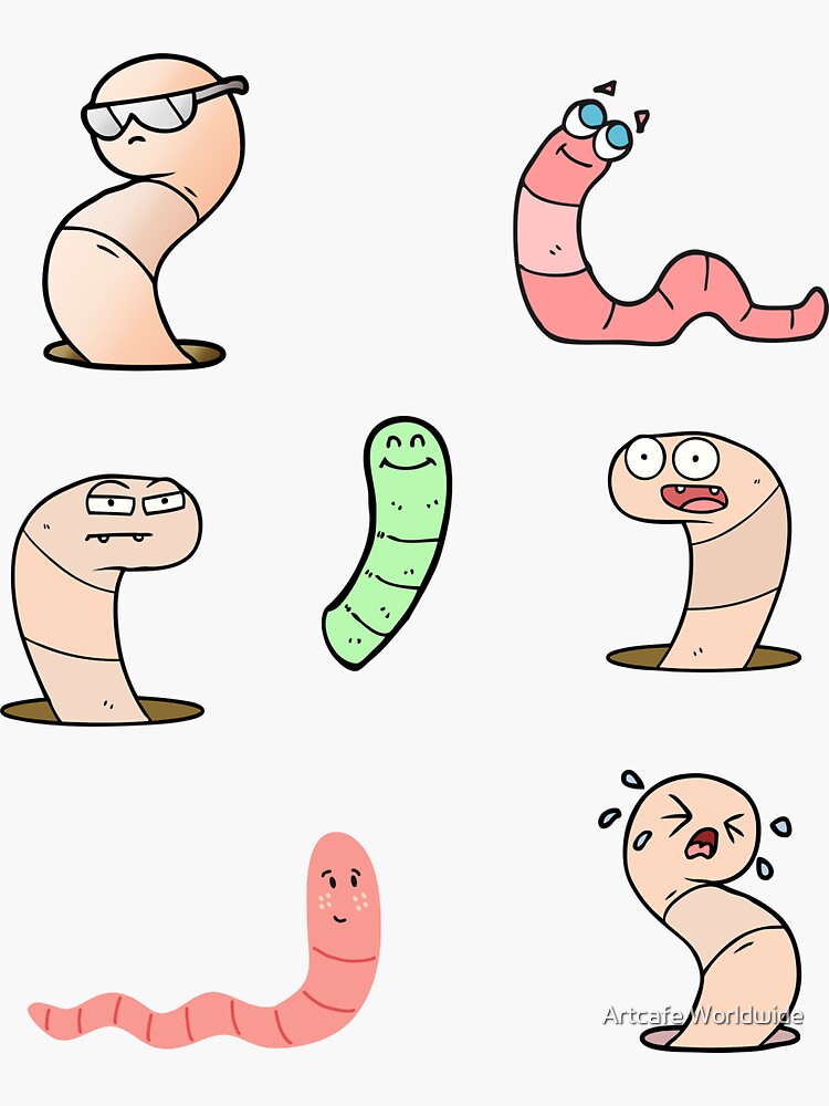 "Funny worms stickers" Sticker for Sale by DizzyDark97 | Redbubble