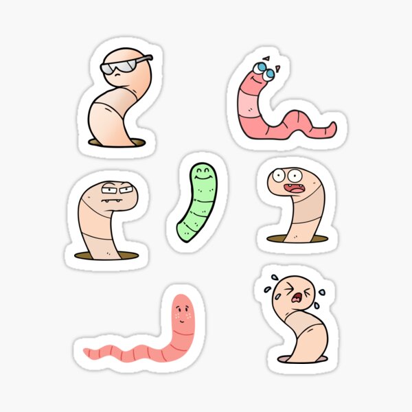 "Funny worms stickers" Sticker for Sale by DizzyDark97 | Redbubble