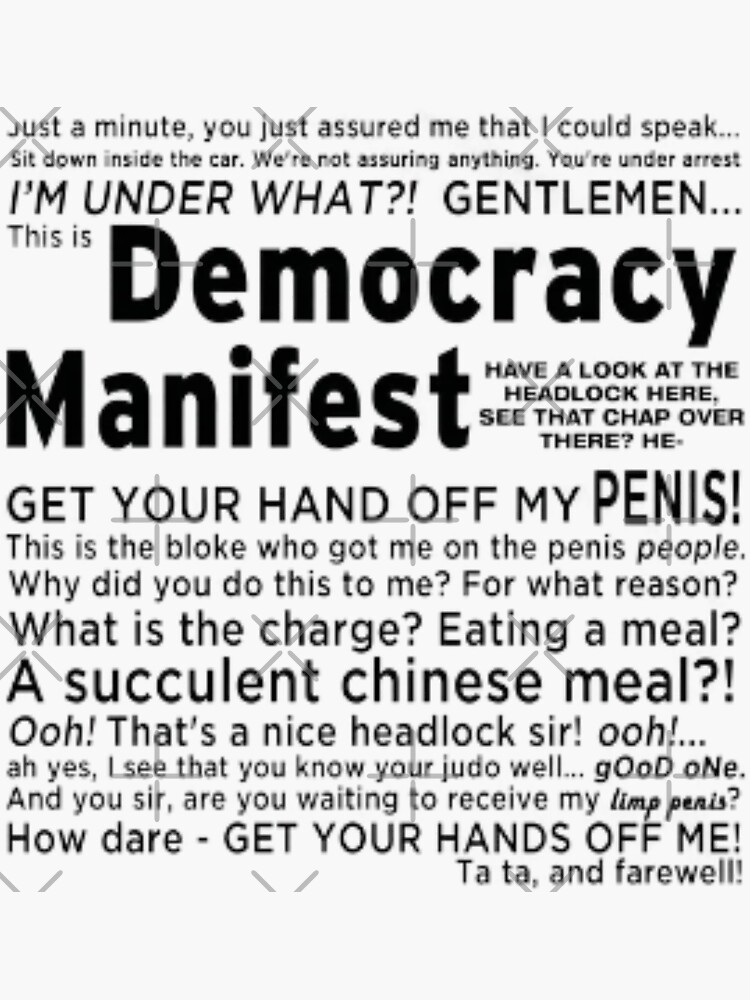 "Democracy Manifest" Sticker for Sale by Justin5reus | Redbubble