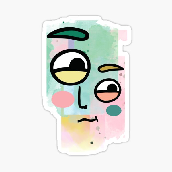 " Arte Abstracto Funny Colorful Face, Framed Graphic Psychedelic Face ...