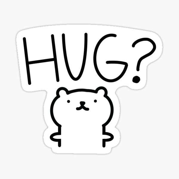 "Simple Cute Bear Hug Black and White" Sticker for Sale by Zukuma ...