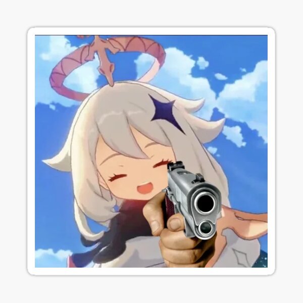 "Paimon Gun genshin Impact meme" Sticker for Sale by Pixelartandold ...
