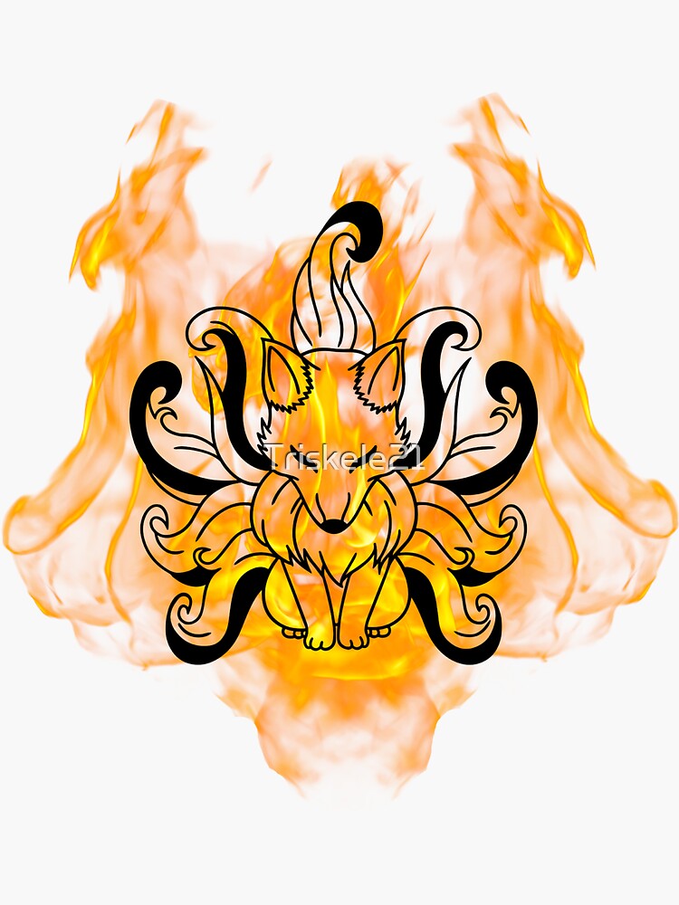 "9 Tail Kitsune Fox Fire " Sticker for Sale by Triskele21 | Redbubble