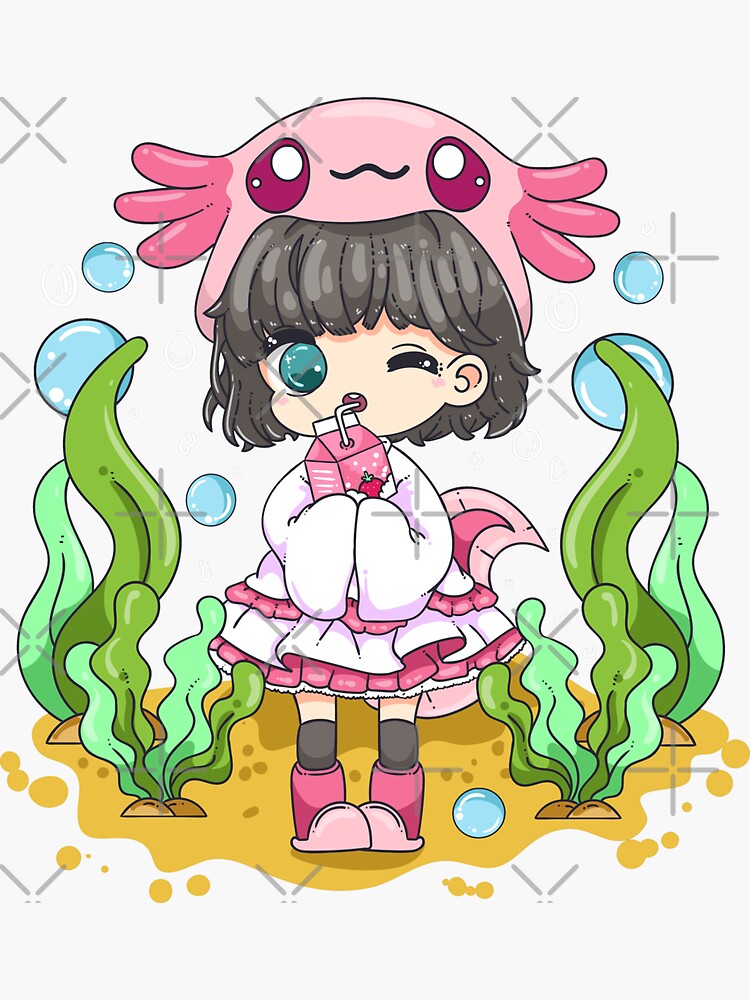 "Chibi Axolotl" Sticker for Sale by BampiQ | Redbubble