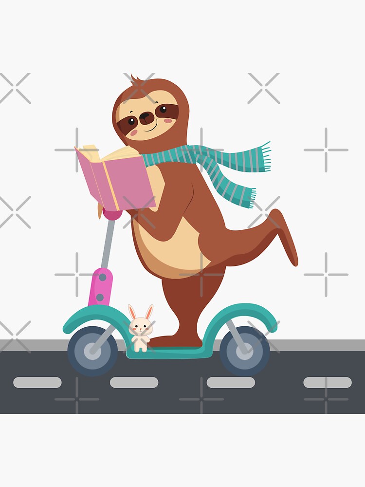 "Sloth on a Scooter" Sticker for Sale by tmdaliggr | Redbubble