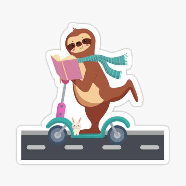 "Sloth on a Scooter" Sticker for Sale by tmdaliggr | Redbubble