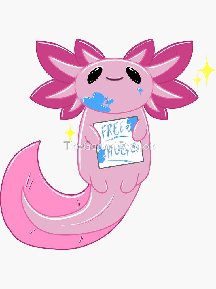 "Free Hugs Axolotl" Sticker for Sale by TheGarnetDragon | Redbubble