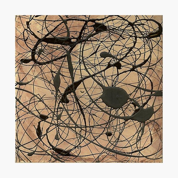 "Pollock Inspired Abstract Black On Beige Modern Art Drip Painting ...