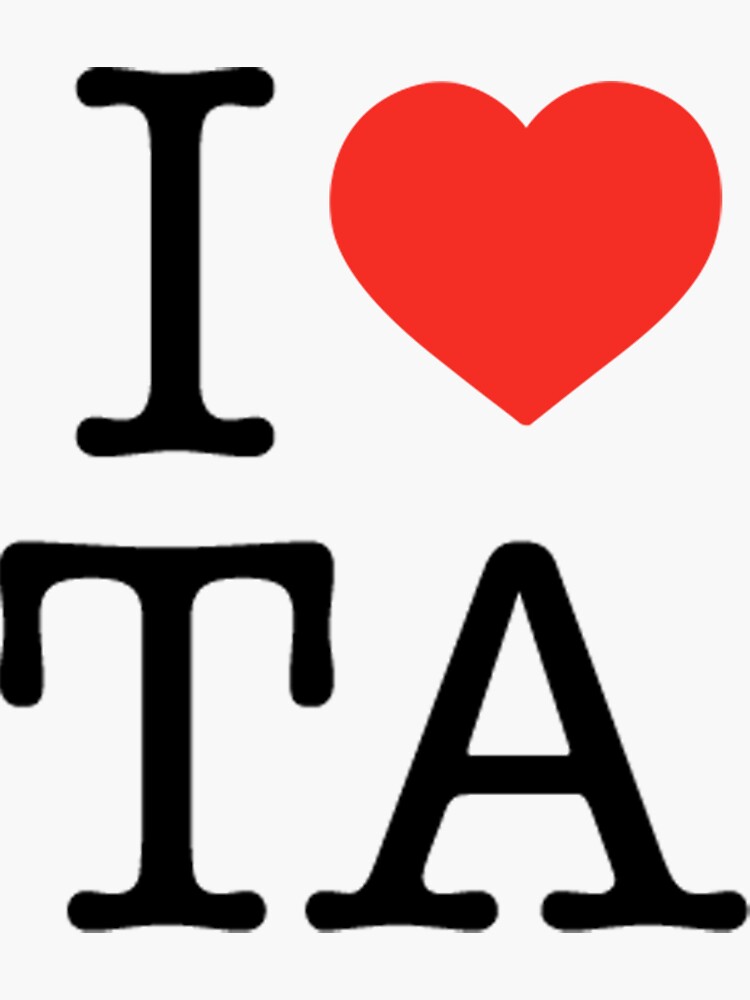 "I love TA" Sticker for Sale by alagdesigns | Redbubble