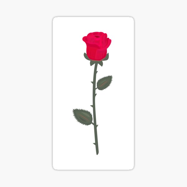 "Single red rose with leaves" Sticker for Sale by OM-lova | Redbubble
