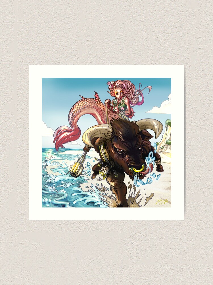 "MERMAID RIDING A MINOTAUR" Art Print by rapidpunches | Redbubble