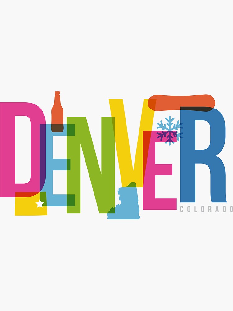 "Denver Typography City Collage" Sticker by phoneticwear | Redbubble