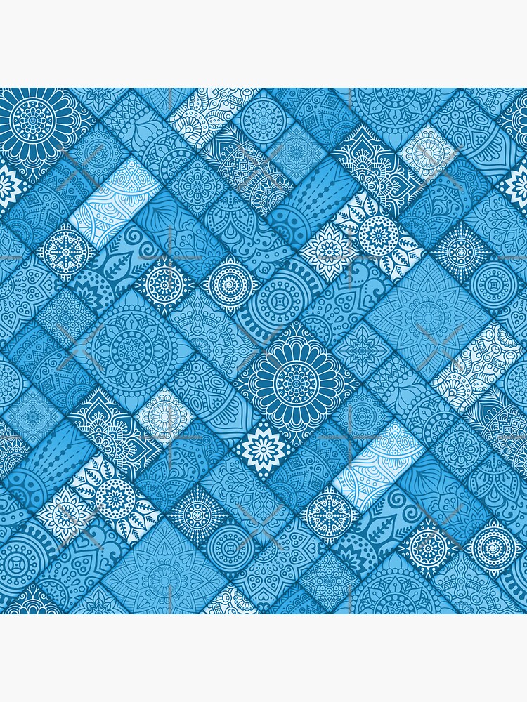 "Shades of Teal Indian Diagonal Floral Tiles pattern" Sticker for Sale ...