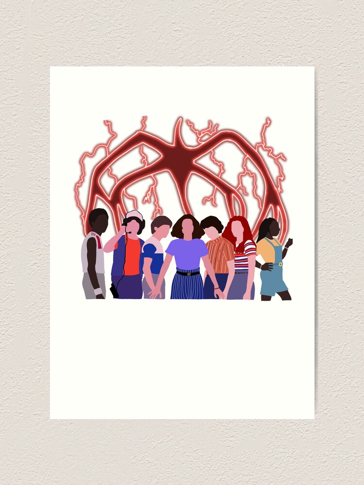 "Stranger Things Characters and Mind Flayer" Art Print for Sale by ...