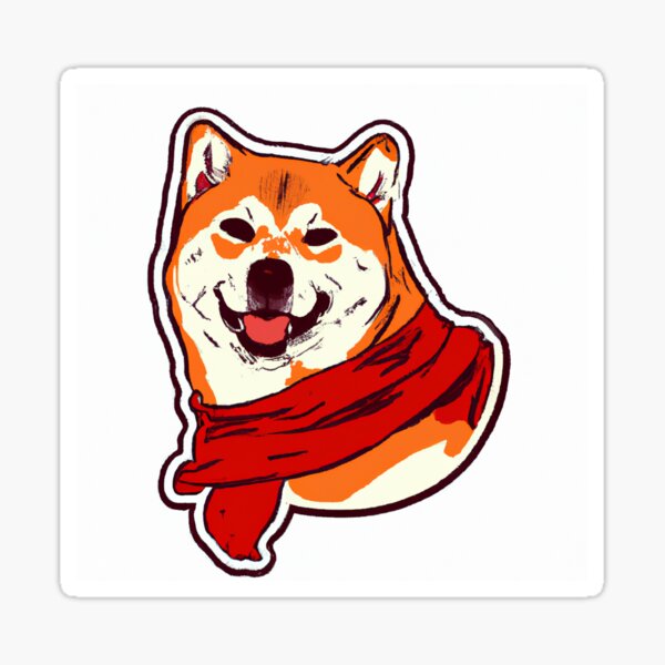 "Happy Shiba Inu Doge wearing red scarf" Sticker for Sale by mac148 ...