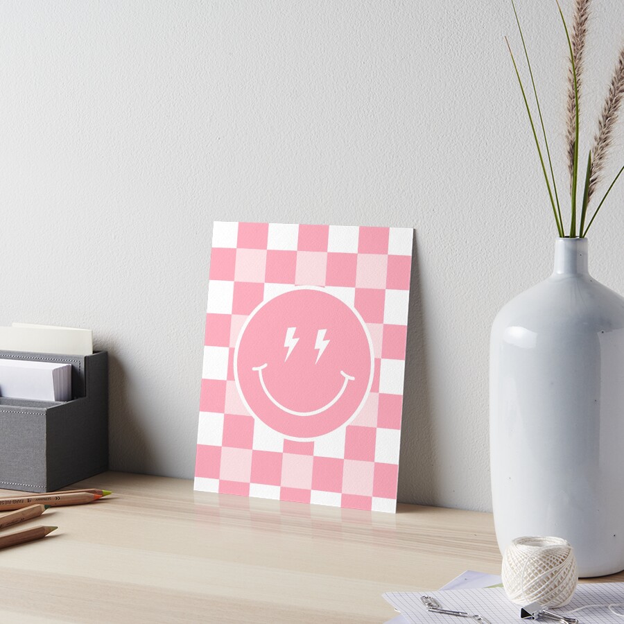 "Preppy School Supplies, Pink, Aesthetic, Checkered, Smile, Smile Face ...