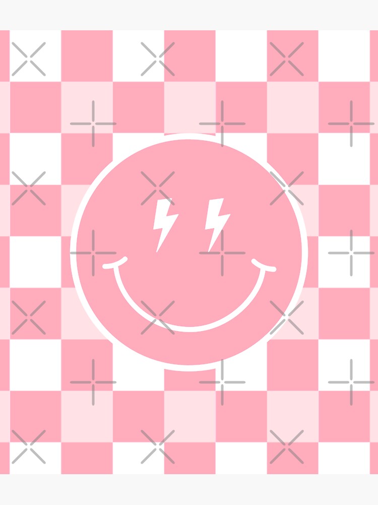 "Preppy School Supplies, Pink, Aesthetic, Checkered, Smile, Smile Face ...