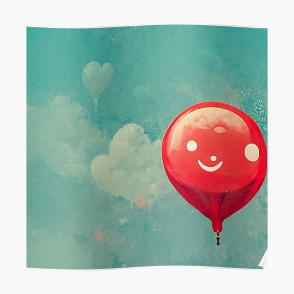 "RedBubble Happy Red Bubble Balloon Painting" Poster for Sale by ...