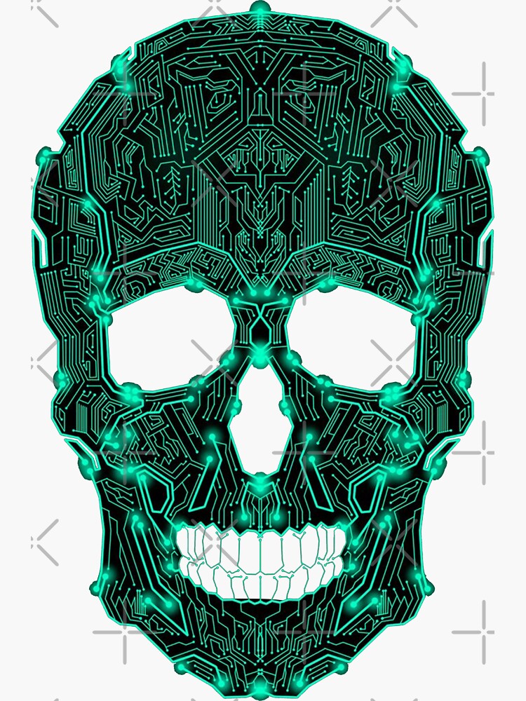 "electronic skull" Sticker for Sale by fresh-hoods | Redbubble