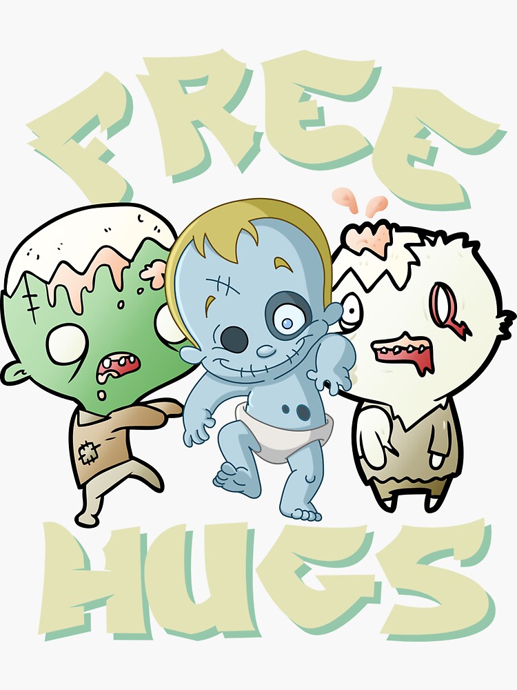 "Halloween Free Hugs Zombie Horde of Babies" Sticker for Sale by ...