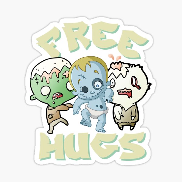 "Halloween Free Hugs Zombie Horde of Babies" Sticker for Sale by ...