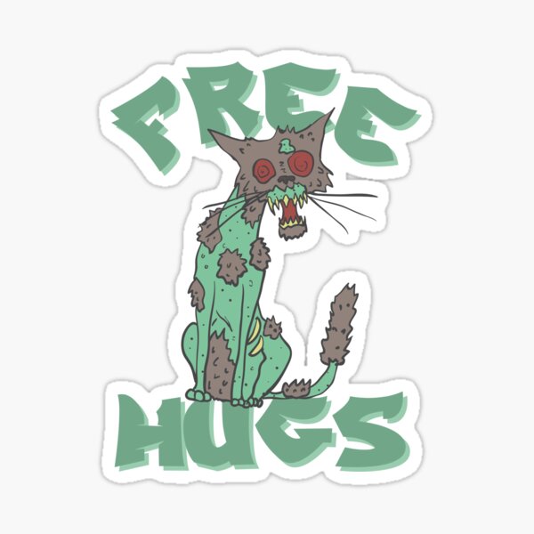 "Halloween Free Hugs Cute Zombie Cat" Sticker for Sale by two7designs ...