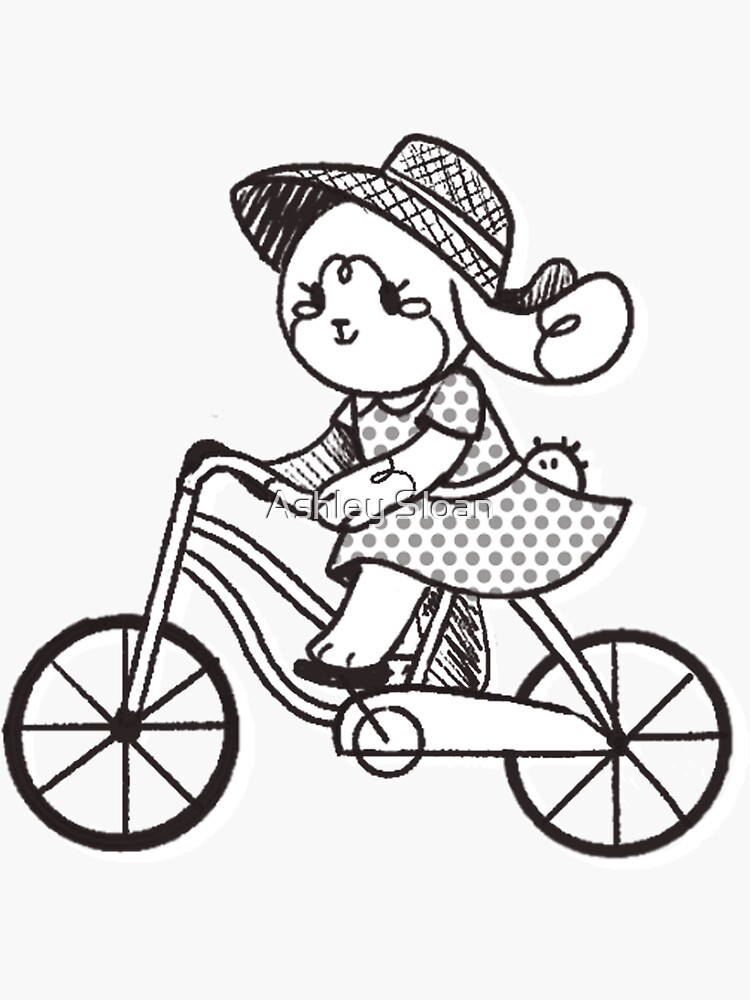 "Cute Bunny on Bike" Sticker for Sale by MinueCharm | Redbubble