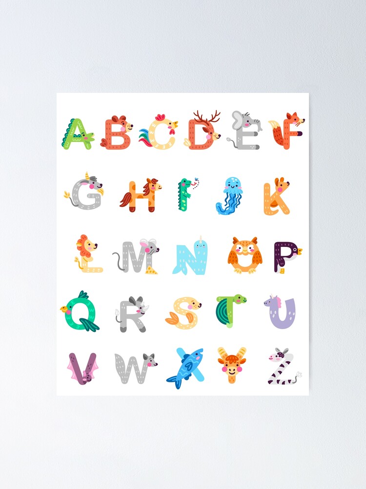 Póster «Alfabeto, arte del alfabeto animal, vivero del alfabeto ...