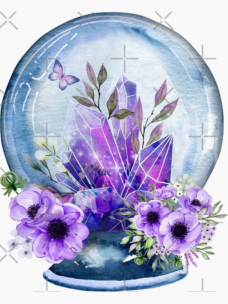 "galaxy floral crystal ball sticker" Sticker for Sale by aleph42-studio ...