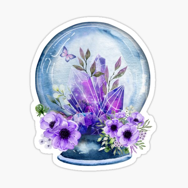 "galaxy floral crystal ball sticker" Sticker for Sale by aleph42-studio | Redbubble